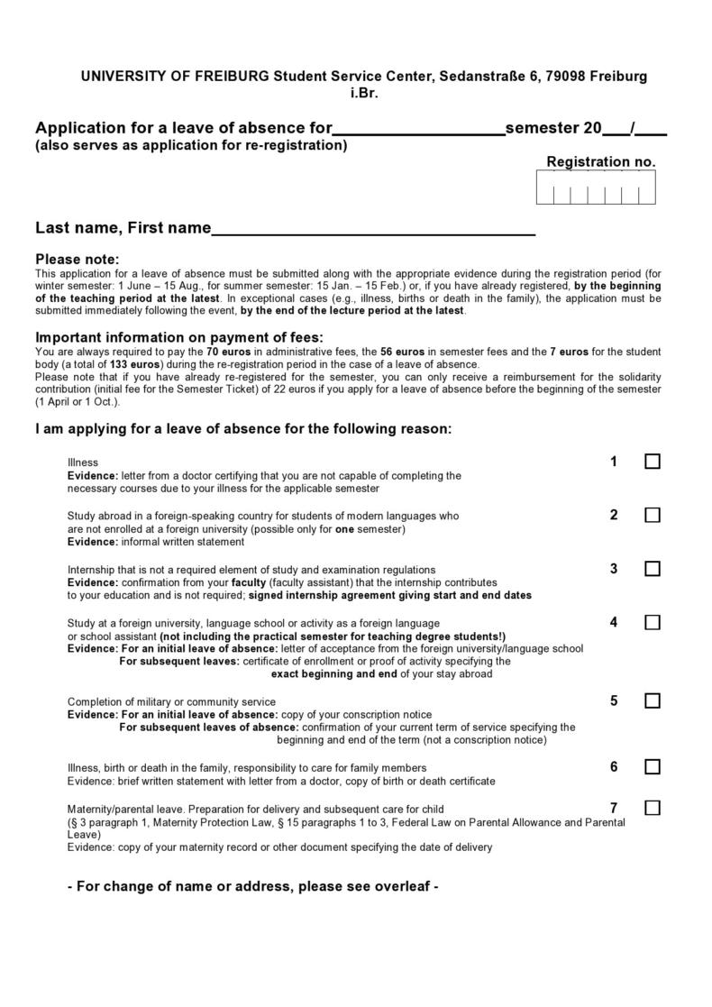 43 Free Leave of Absence Letters (Work & School) ᐅ TemplateLab