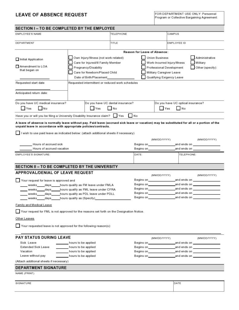 43 Free Leave of Absence Letters (Work & School) ᐅ TemplateLab