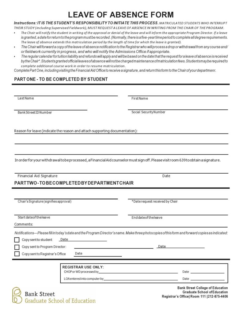 43 Free Leave of Absence Letters (Work & School) ᐅ TemplateLab