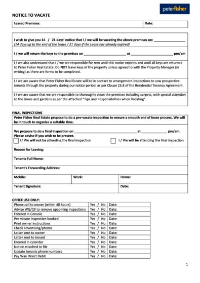 50 Free Notice to Vacate Templates (30/60 days) ᐅ TemplateLab