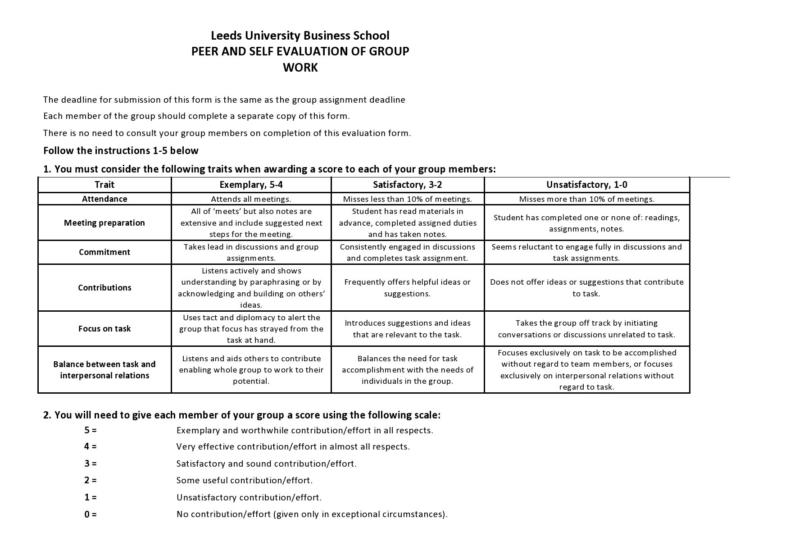 43 Great Peer Evaluation Forms [+Group Review] ᐅ TemplateLab