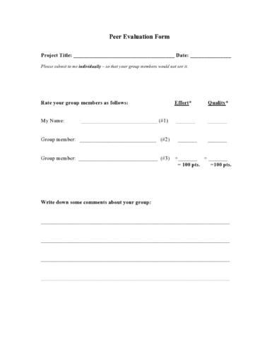 43 Great Peer Evaluation Forms [+Group Review] ᐅ TemplateLab