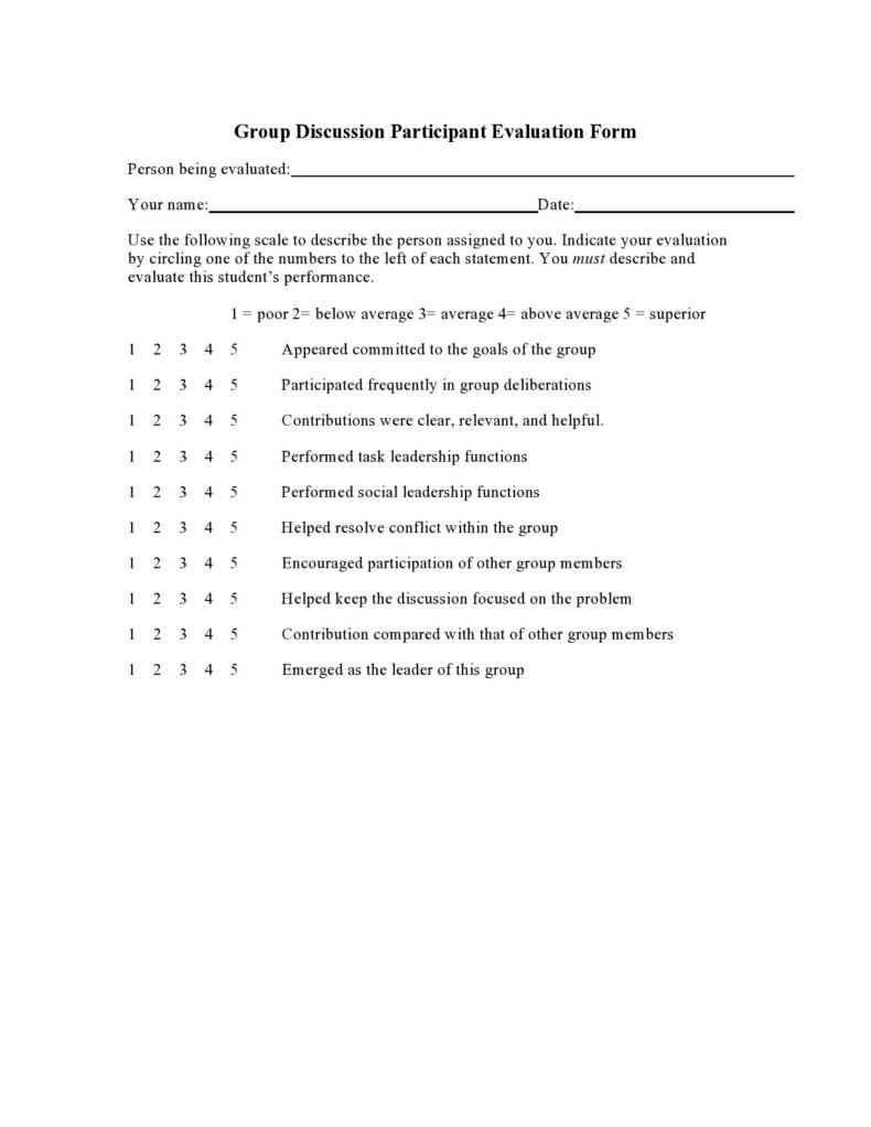 43 Great Peer Evaluation Forms [+Group Review] ᐅ TemplateLab