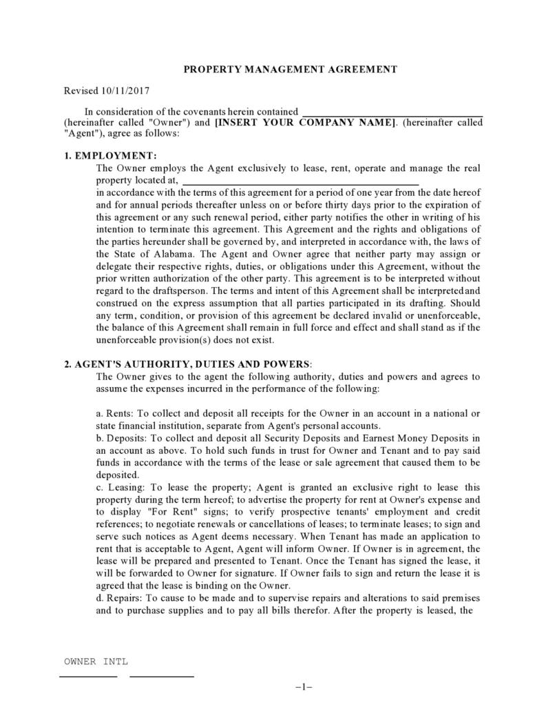 41 Simple Property Management Agreements [Word / PDF]