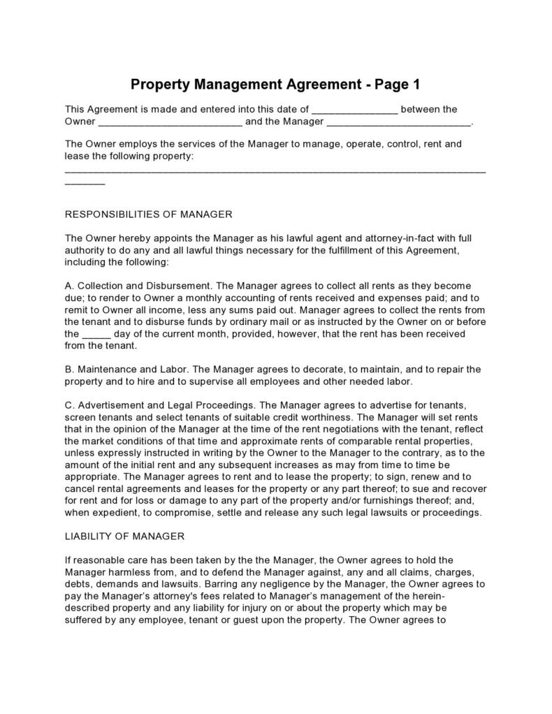 41 Simple Property Management Agreements [Word / PDF]