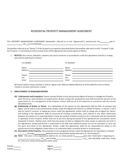 41 Simple Property Management Agreements [Word / PDF]