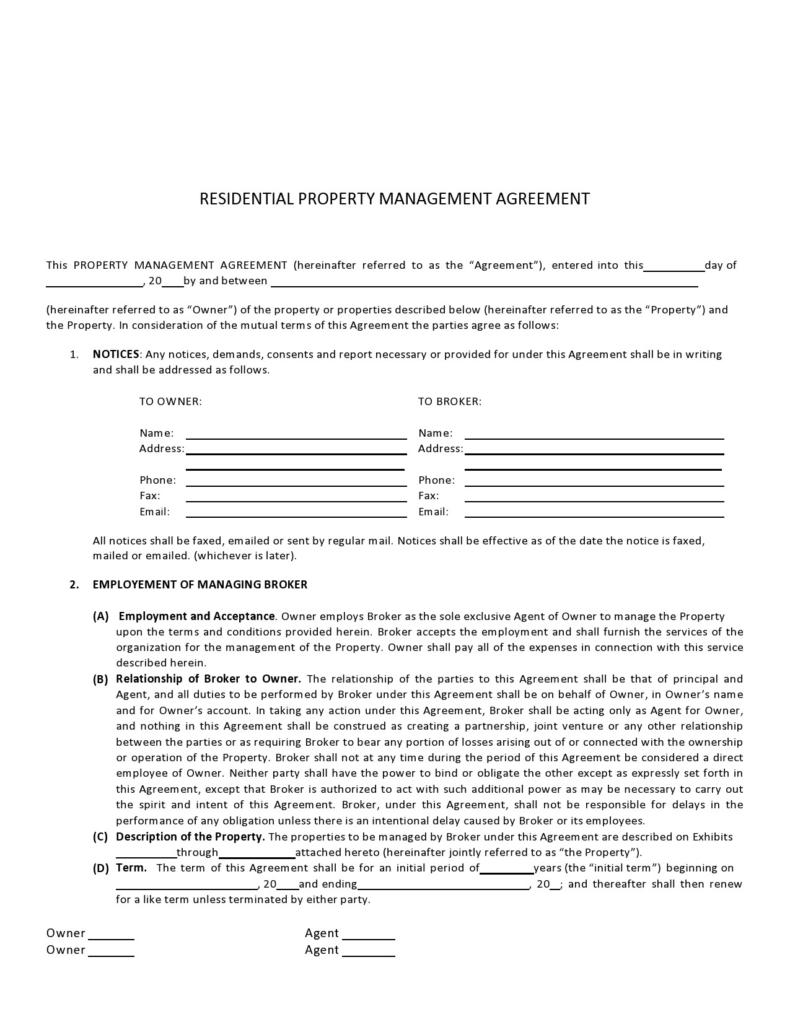 41 Simple Property Management Agreements [Word / PDF]