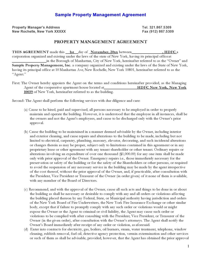 41 Simple Property Management Agreements [Word / PDF]