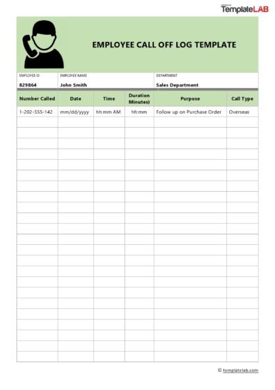 20+ Printable Call Log Templates [Word,Excel,PDF] - TemplateLab