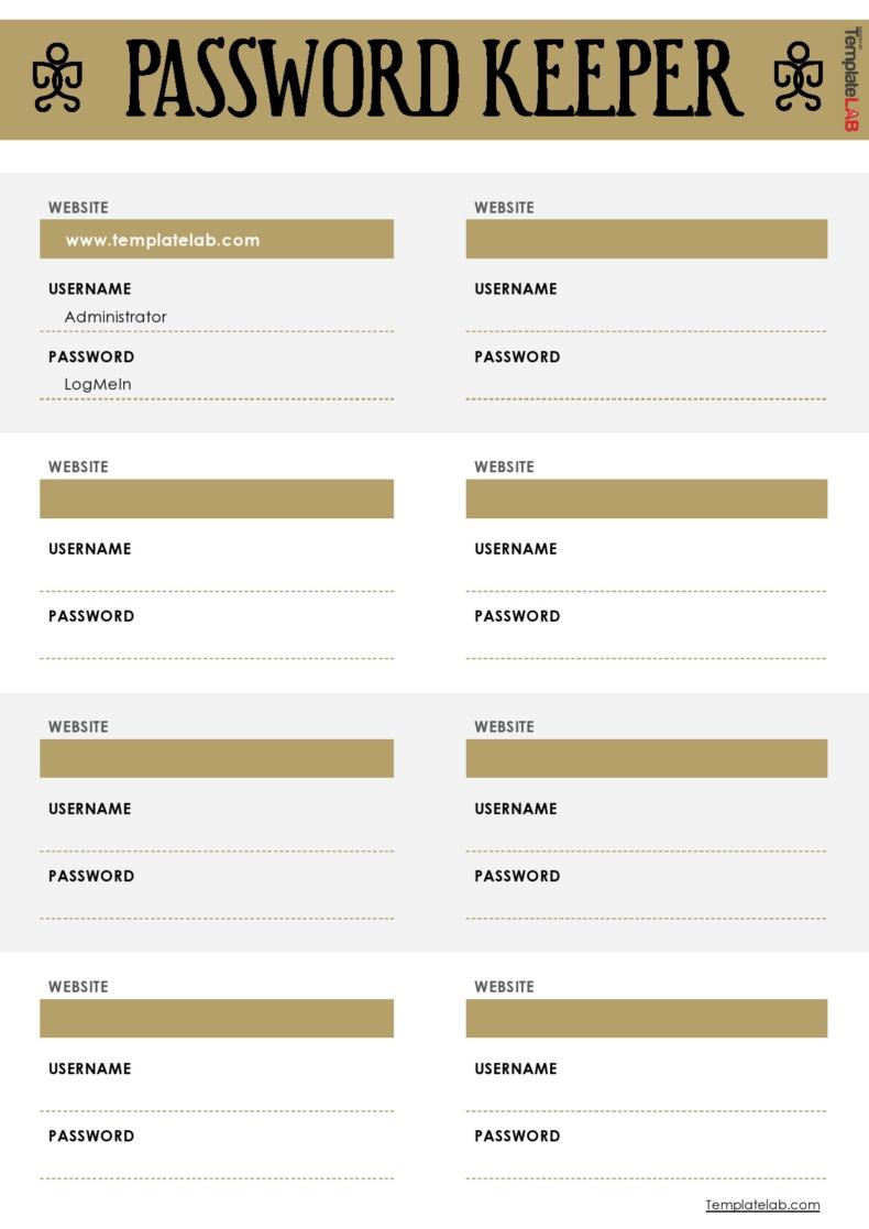 20 Best Password List Templates (Word, Excel & PDF) ᐅ TemplateLab