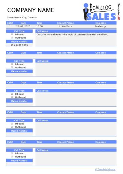 20+ Printable Call Log Templates [Word,Excel,PDF] - TemplateLab