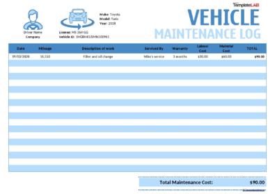 43 Printable Vehicle Maintenance Log Templates ᐅ TemplateLab