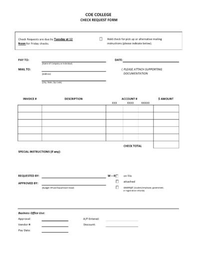 50 Free Check Request Forms [Word, Excel, PDF] ᐅ TemplateLab