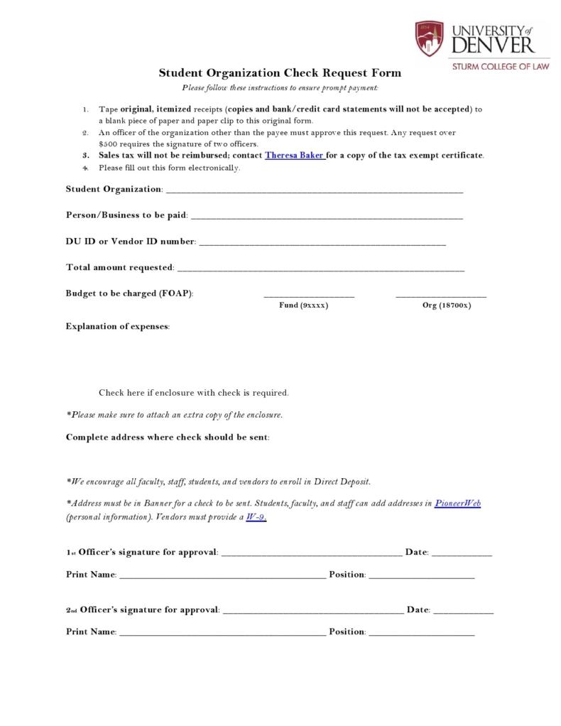 50 Free Check Request Forms [Word, Excel, PDF] ᐅ TemplateLab