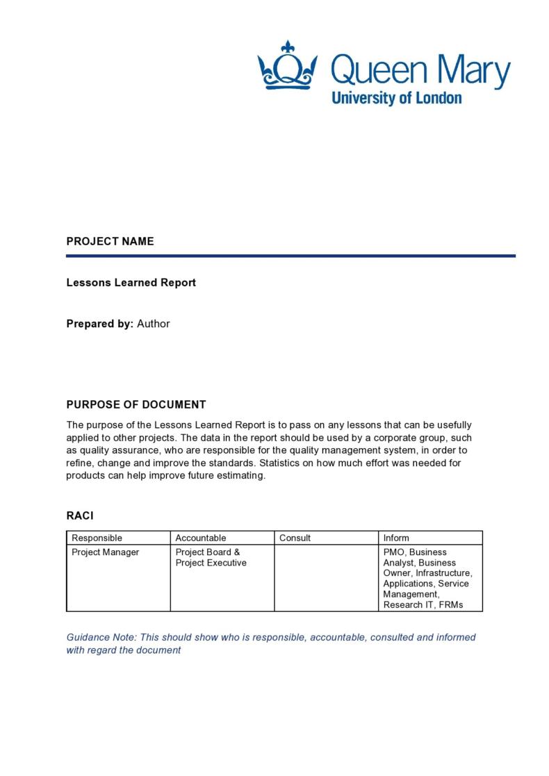 48 Best Lessons Learned Templates [Excel, Word] ᐅ TemplateLab