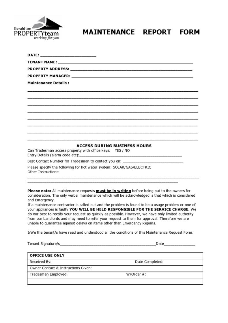 48 Editable Maintenance Report Forms [Word] ᐅ TemplateLab