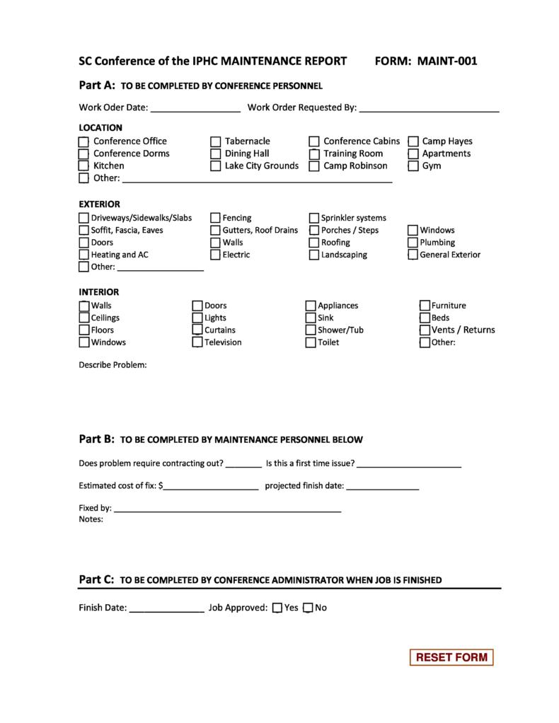 48 Editable Maintenance Report Forms [Word] ᐅ TemplateLab