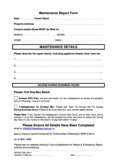 48 Editable Maintenance Report Forms [Word] ᐅ TemplateLab