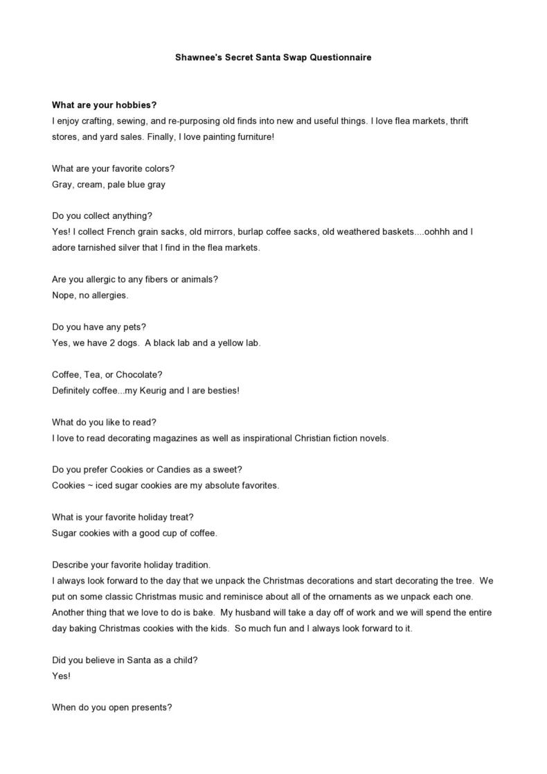 27 Printable Secret Santa Questionnaire Templates ᐅ TemplateLab