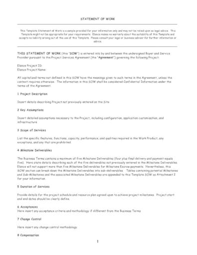 42 Great Statement of Work Templates (SOW) ᐅ TemplateLab