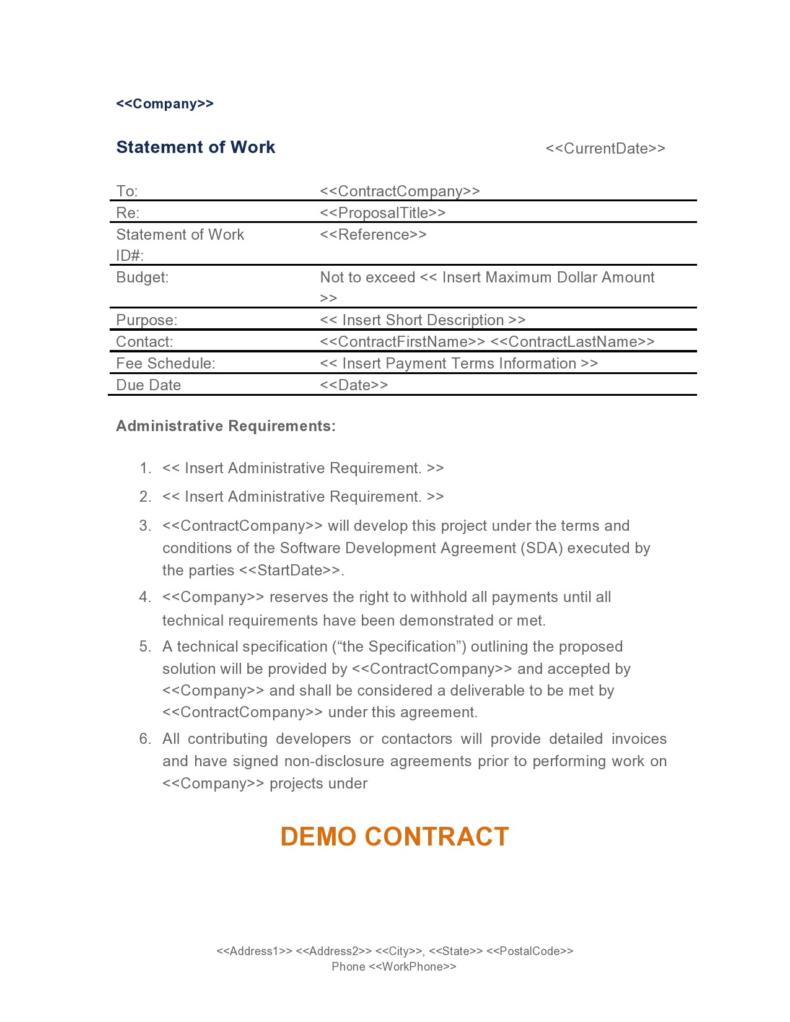42 Great Statement of Work Templates (SOW) ᐅ TemplateLab