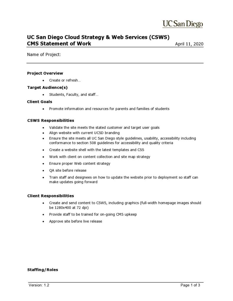 42 Great Statement of Work Templates (SOW) ᐅ TemplateLab