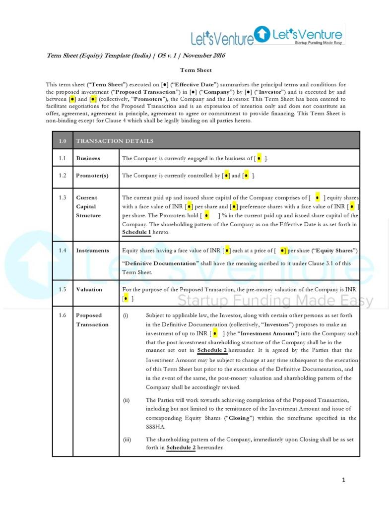 47 Simple Term Sheet Templates [Word] ᐅ TemplateLab