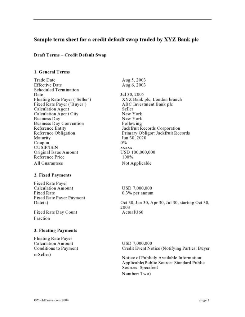 47 Simple Term Sheet Templates [Word] ᐅ TemplateLab