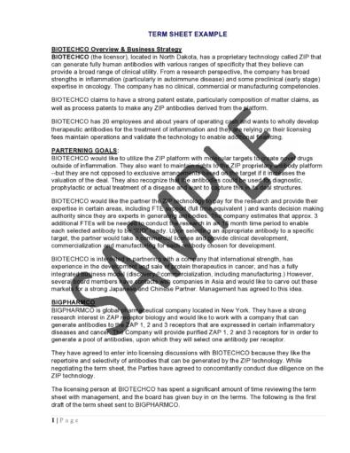 47 Simple Term Sheet Templates [Word] ᐅ TemplateLab