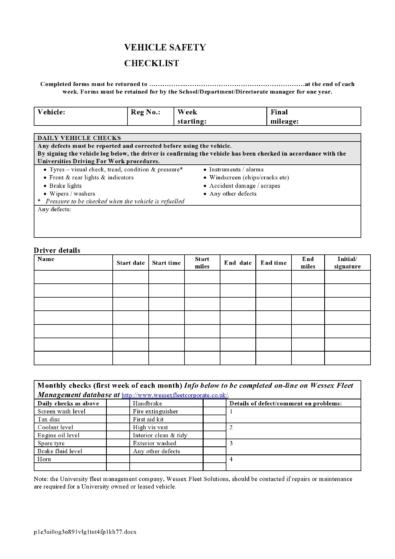 45 Best Vehicle Checklists (Inspection & Maintenance) ᐅ TemplateLab