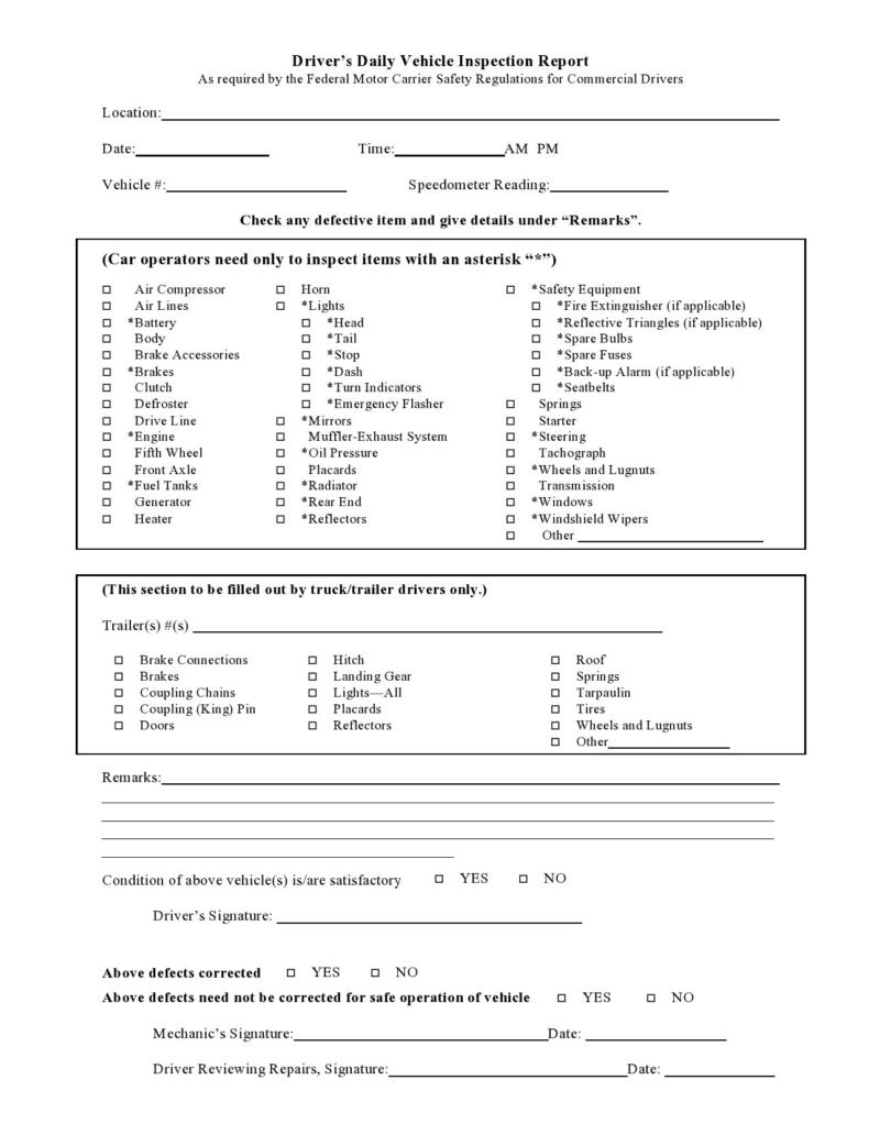 45 Best Vehicle Checklists (Inspection & Maintenance) ᐅ TemplateLab