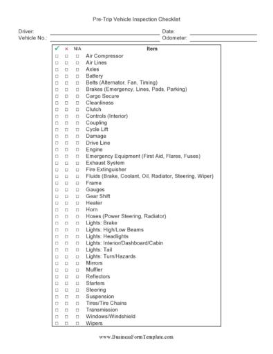 45 Best Vehicle Checklists (Inspection & Maintenance) ᐅ TemplateLab