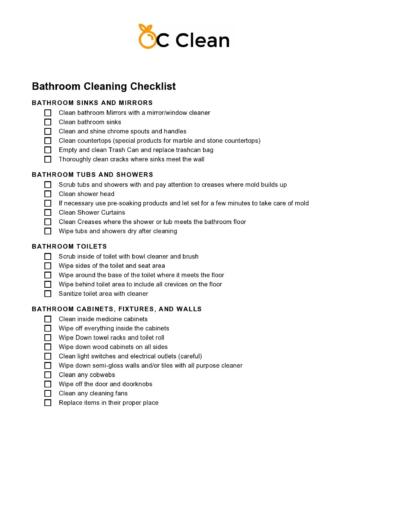 42 Printable Bathroom Cleaning Checklists [Word, PDF, Excel]