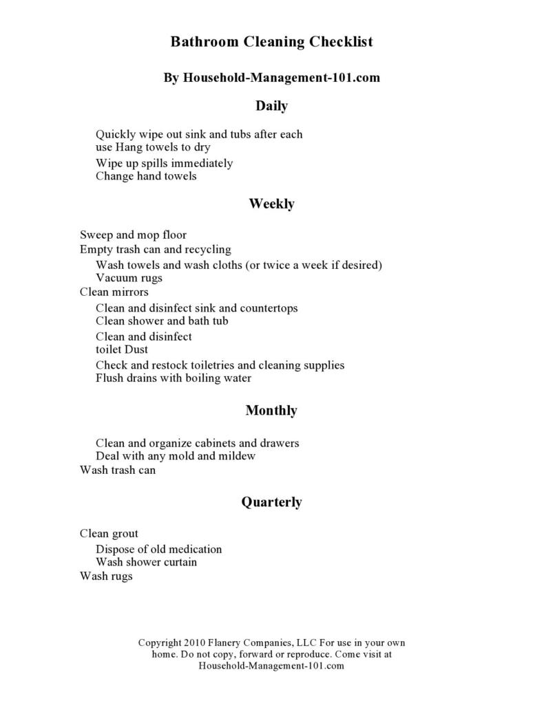 42 Printable Bathroom Cleaning Checklists [Word, PDF, Excel]