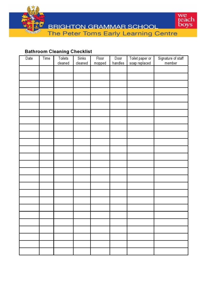 42 Printable Bathroom Cleaning Checklists [Word, PDF, Excel]