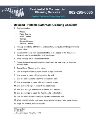 42 Printable Bathroom Cleaning Checklists [Word, PDF, Excel]