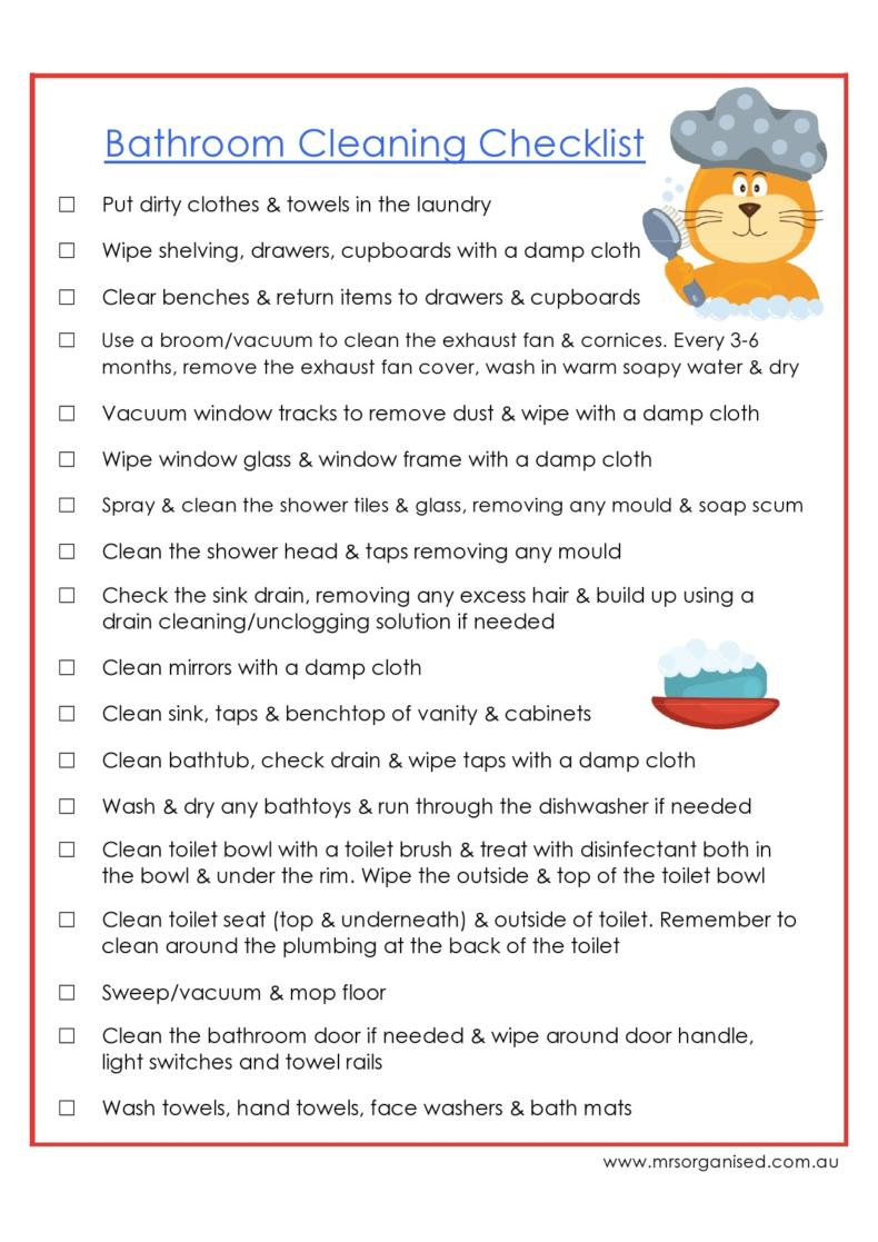 42 Printable Bathroom Cleaning Checklists [Word, PDF, Excel]