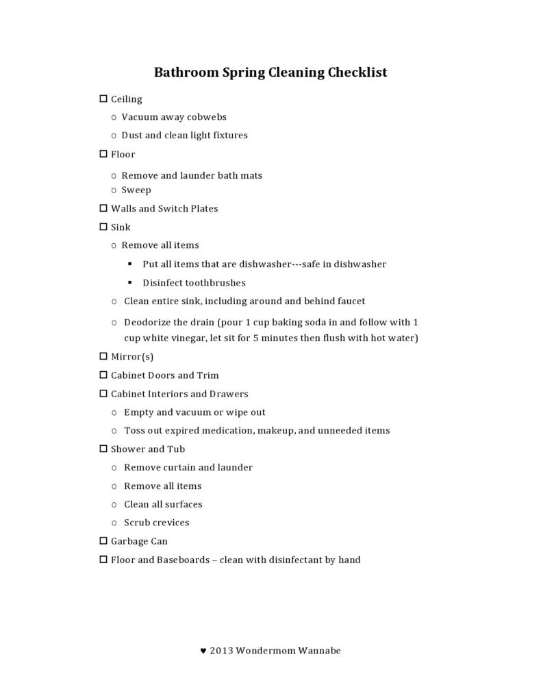 42 Printable Bathroom Cleaning Checklists [Word, PDF, Excel]