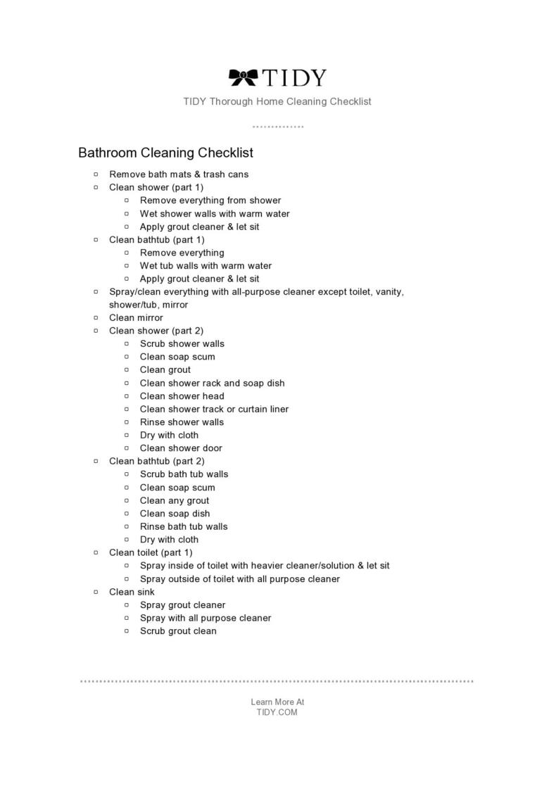 42 Printable Bathroom Cleaning Checklists [Word, PDF, Excel]