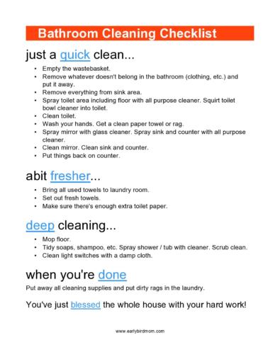 49 Printable Bathroom Cleaning Checklists [Word] ᐅ TemplateLab
