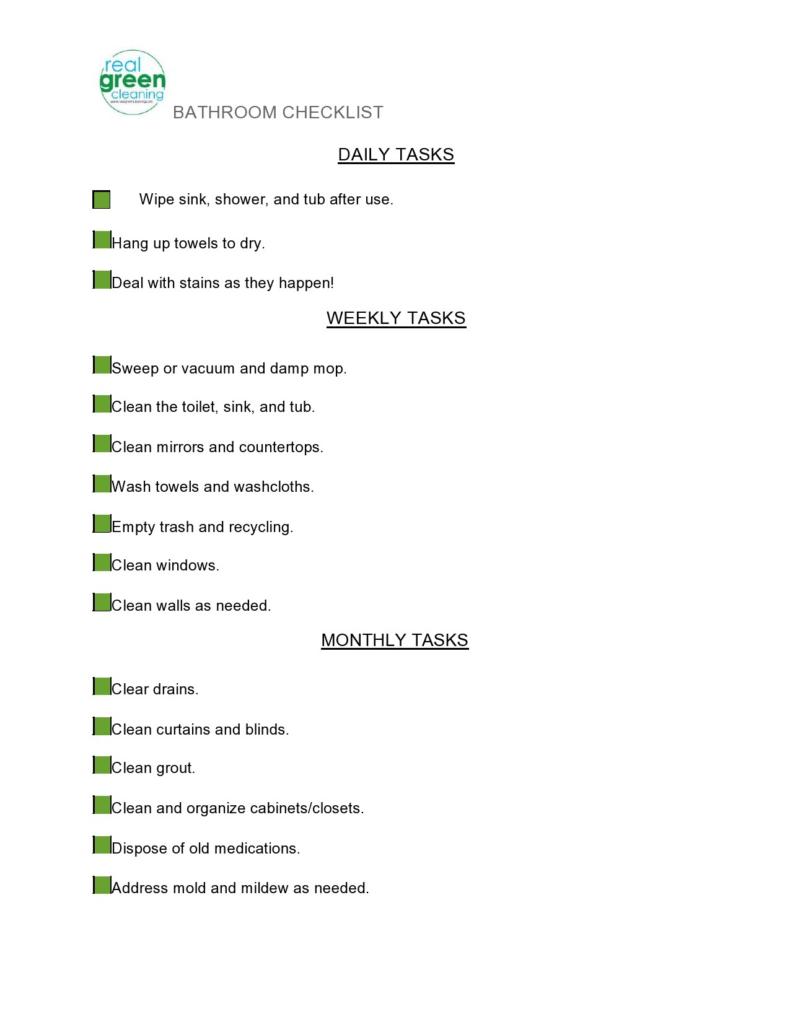 42 Printable Bathroom Cleaning Checklists [Word, PDF, Excel]
