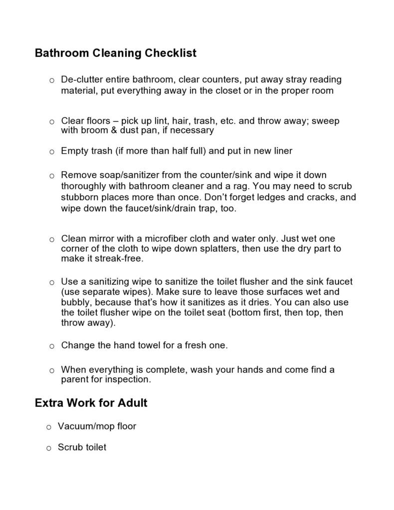 42 Printable Bathroom Cleaning Checklists [Word, PDF, Excel]