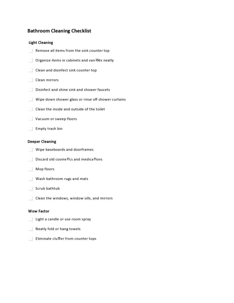 42 Printable Bathroom Cleaning Checklists [Word, PDF, Excel]
