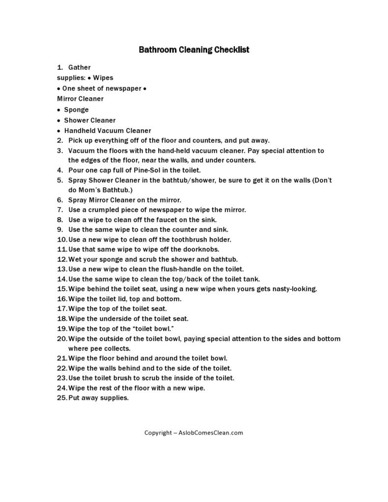 42 Printable Bathroom Cleaning Checklists [Word, PDF, Excel]