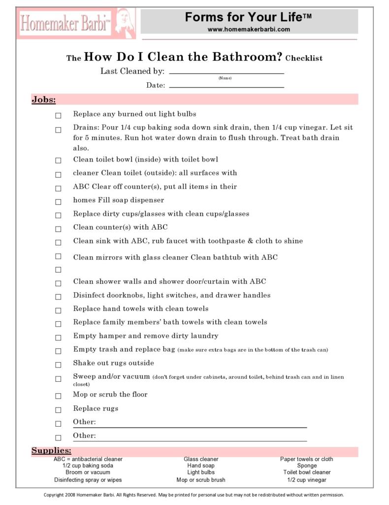 42 Printable Bathroom Cleaning Checklists [Word, PDF, Excel]