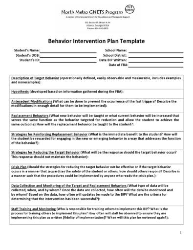 47 Useful Behavior Plan Templates (BIP Examples) ᐅ TemplateLab