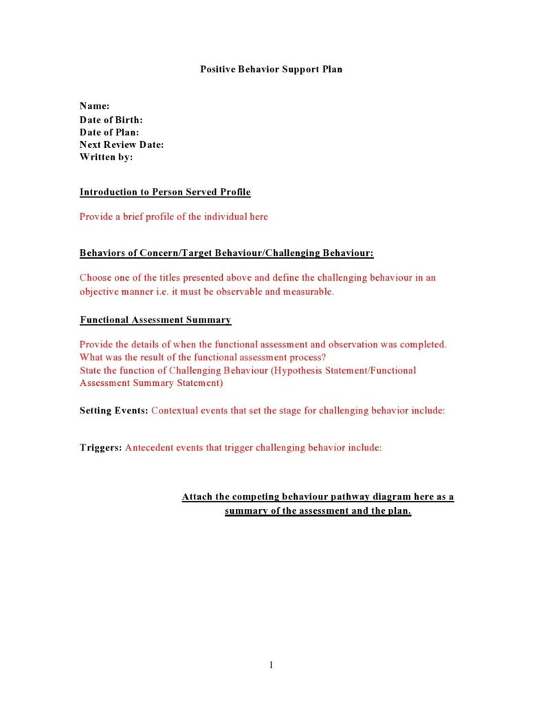 47 Useful Behavior Plan Templates (BIP Examples) ᐅ TemplateLab