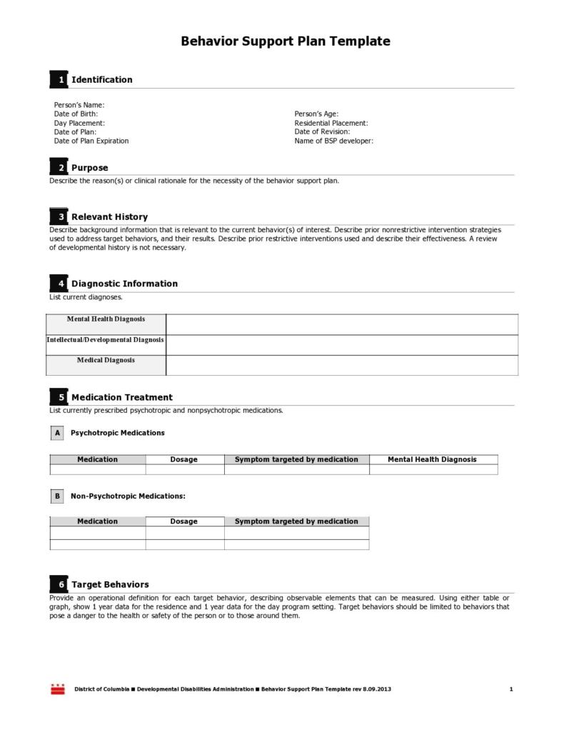 47 Useful Behavior Plan Templates (BIP Examples) ᐅ TemplateLab