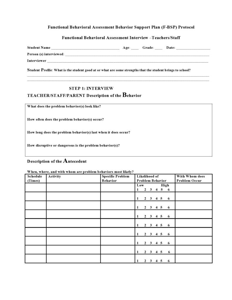 47 Useful Behavior Plan Templates (BIP Examples) ᐅ TemplateLab