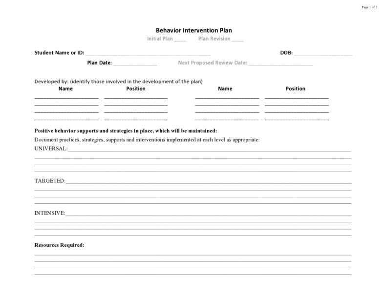 47 Useful Behavior Plan Templates (BIP Examples) ᐅ TemplateLab